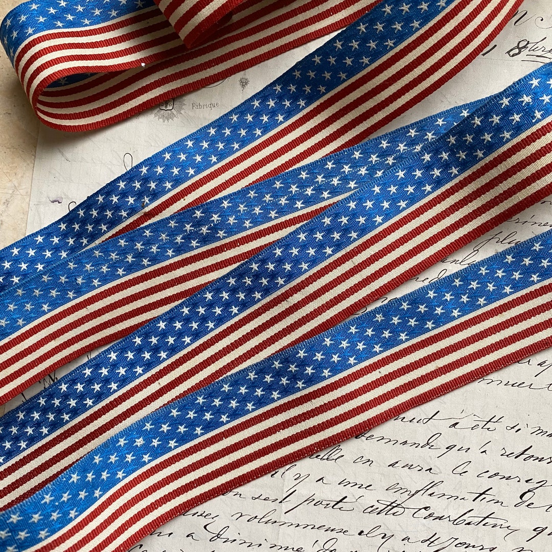 1.5" Straight Edge Woven Grosgrain Ribbon USA Flag Patriot Stripe ...
