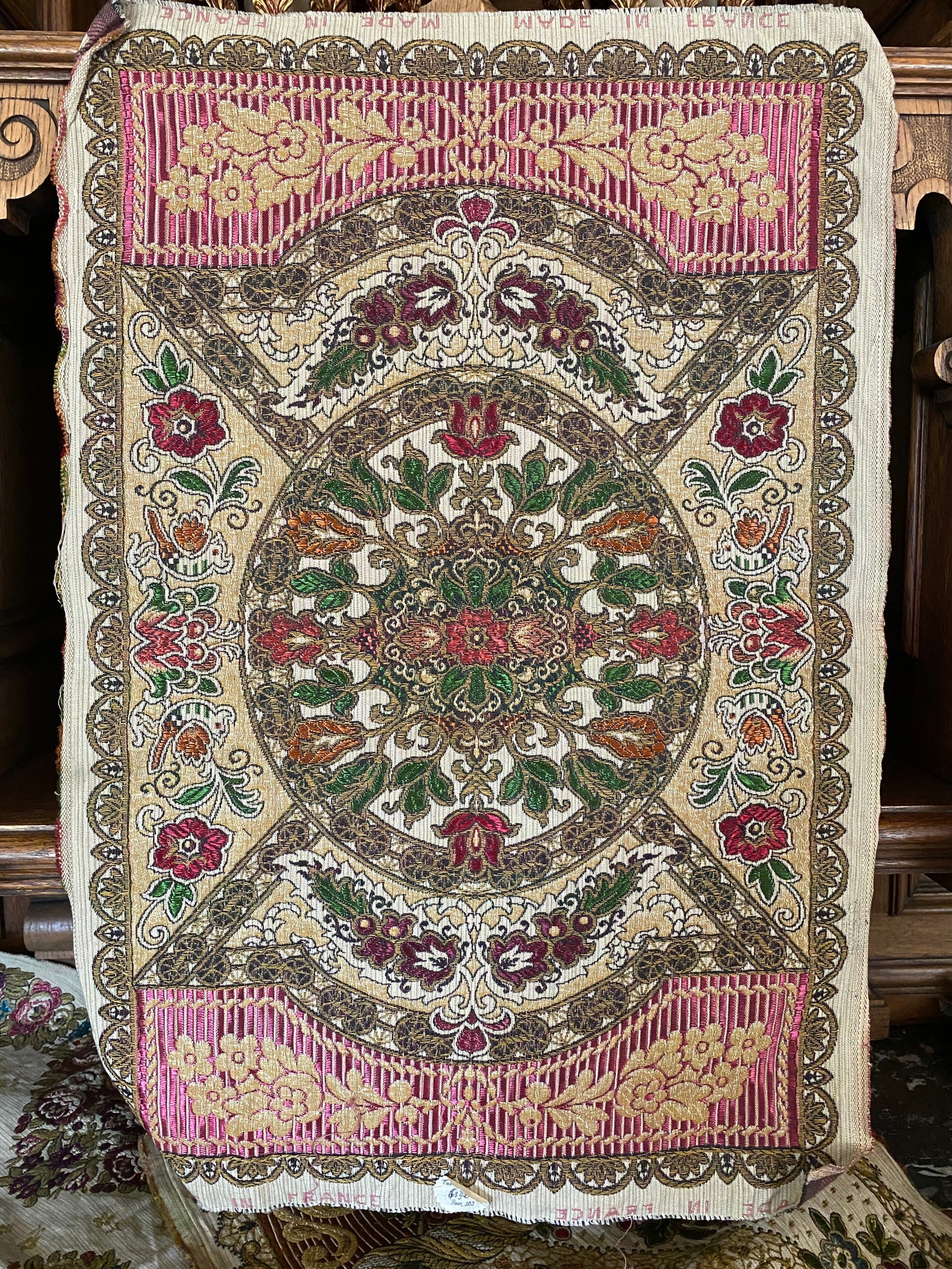 Antique #11 French Textile Revival Style Tapestry Jacquard Floral ...