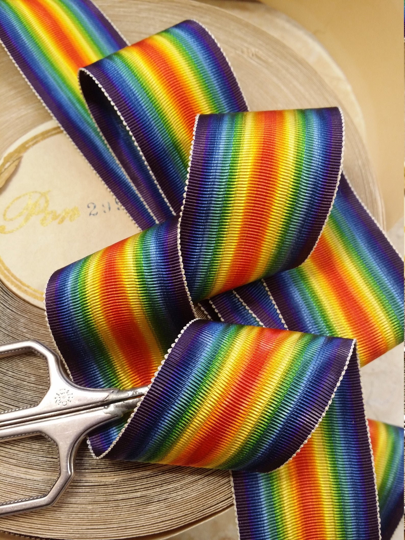 1.375" WWI Victory Ribbon Silk Watermark Moire Sawtooth Edge Petersham ...