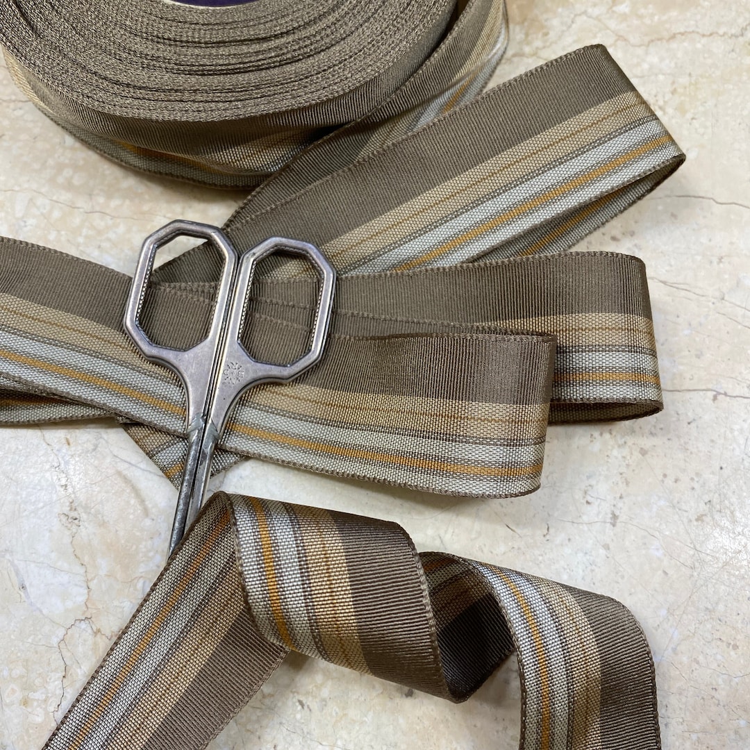 1.125" Straight Edge Woven Ribbon Vintage Hat Band,millinery, Stripe ...