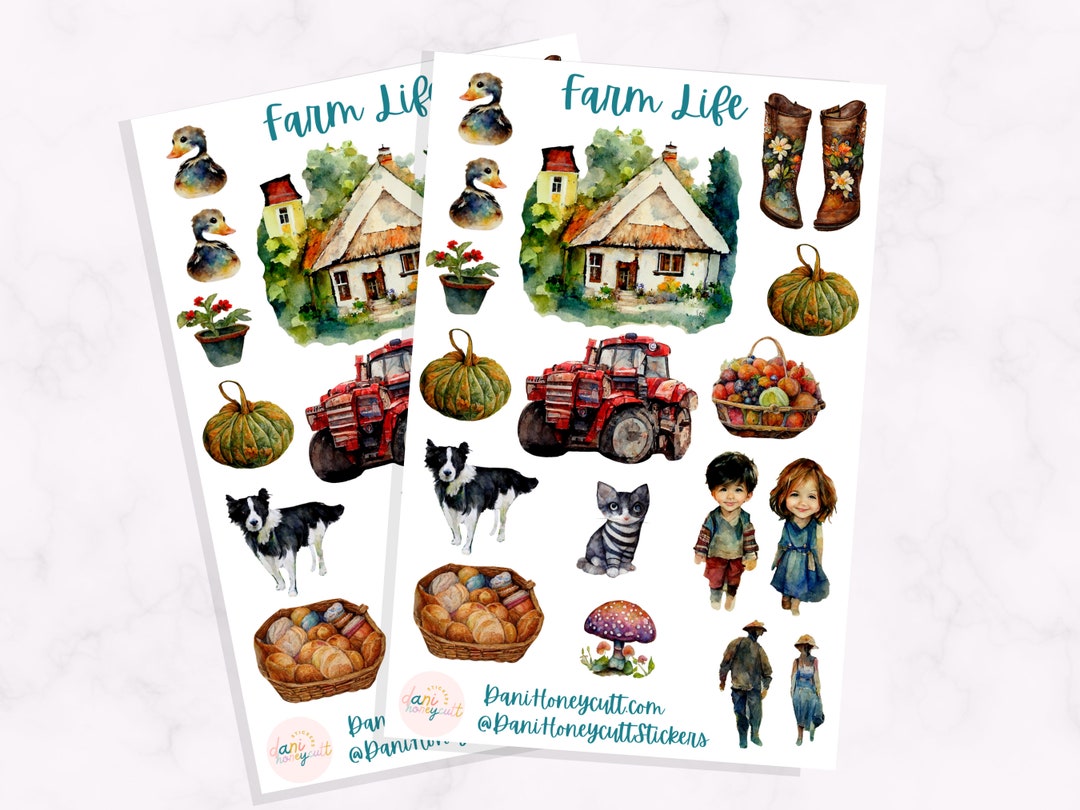Farm Life Sheet Set, 2 Sheets, Cottage Core Aesthetic Sticker Sheet Set ...