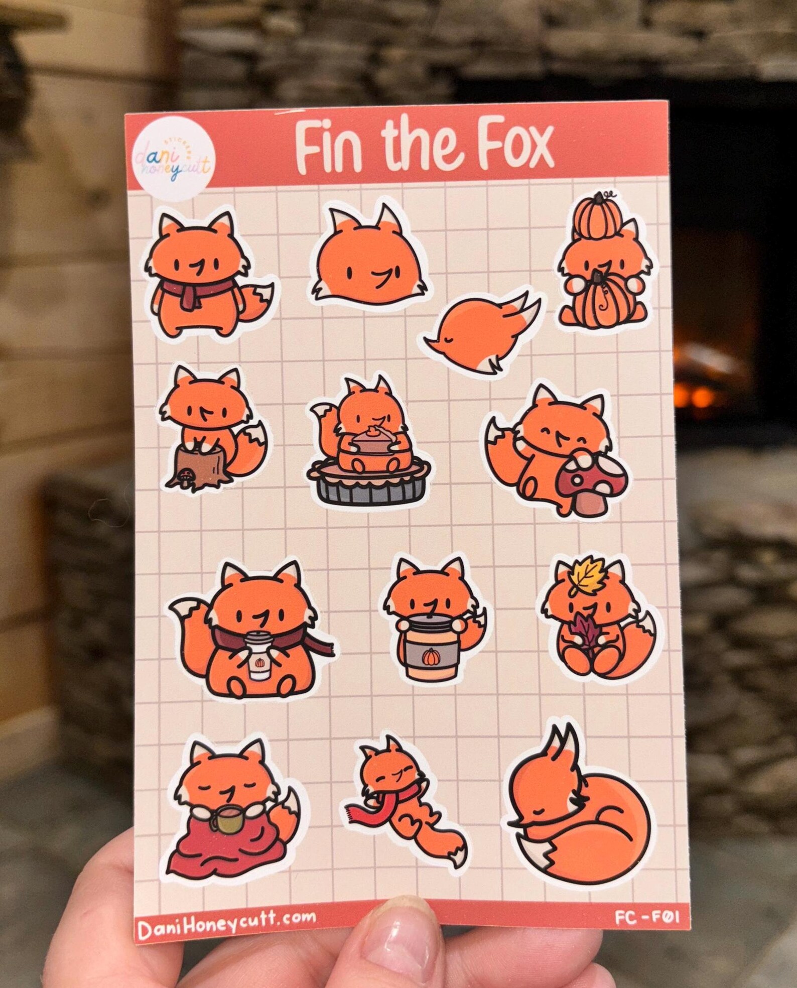 Fin the Fox Sticker Sheet, 4x6 Sheet, Hand Drawn Characters, Tulip Town ...