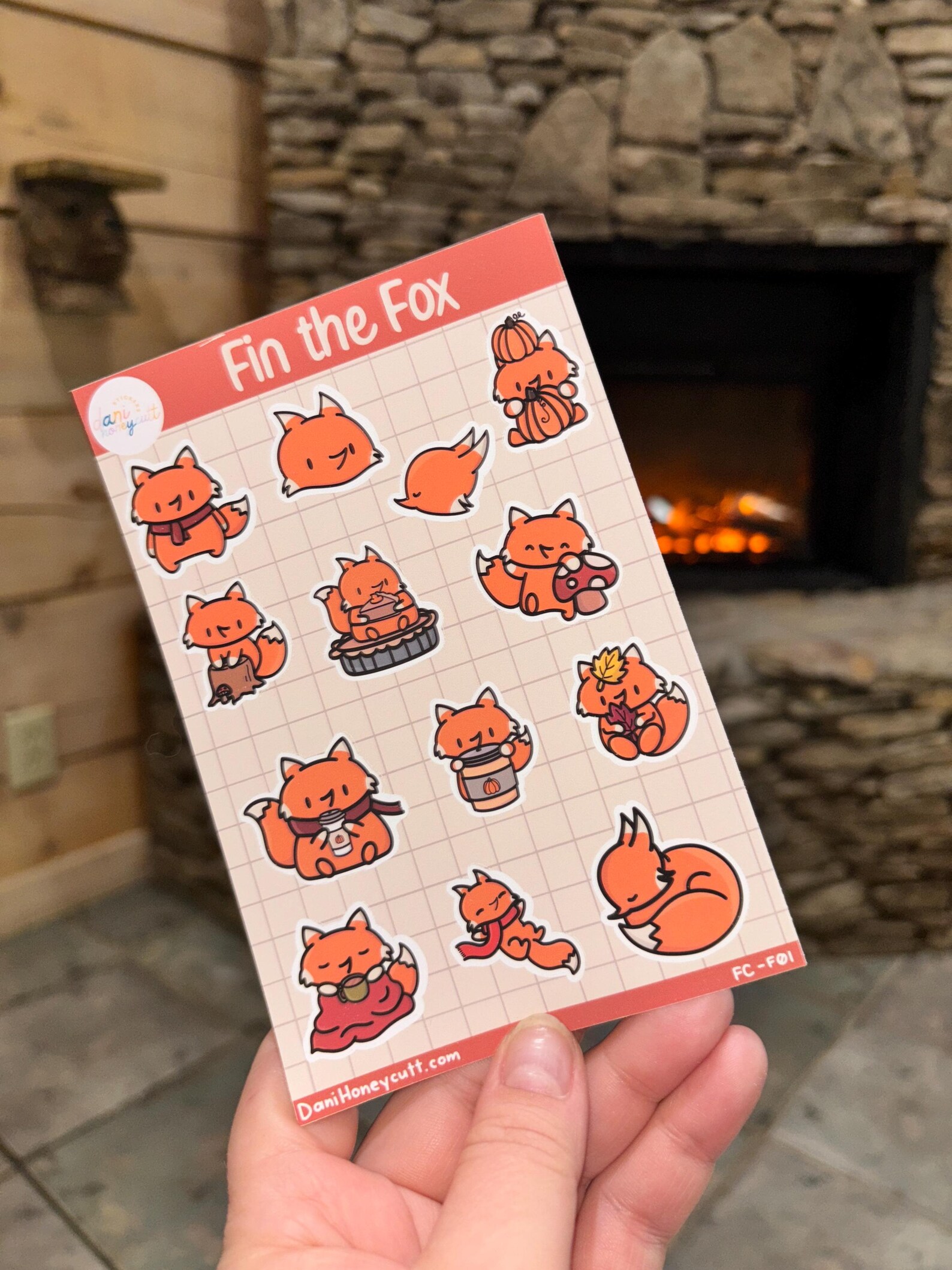 Fin the Fox Sticker Sheet, 4x6 Sheet, Hand Drawn Characters, Tulip Town ...