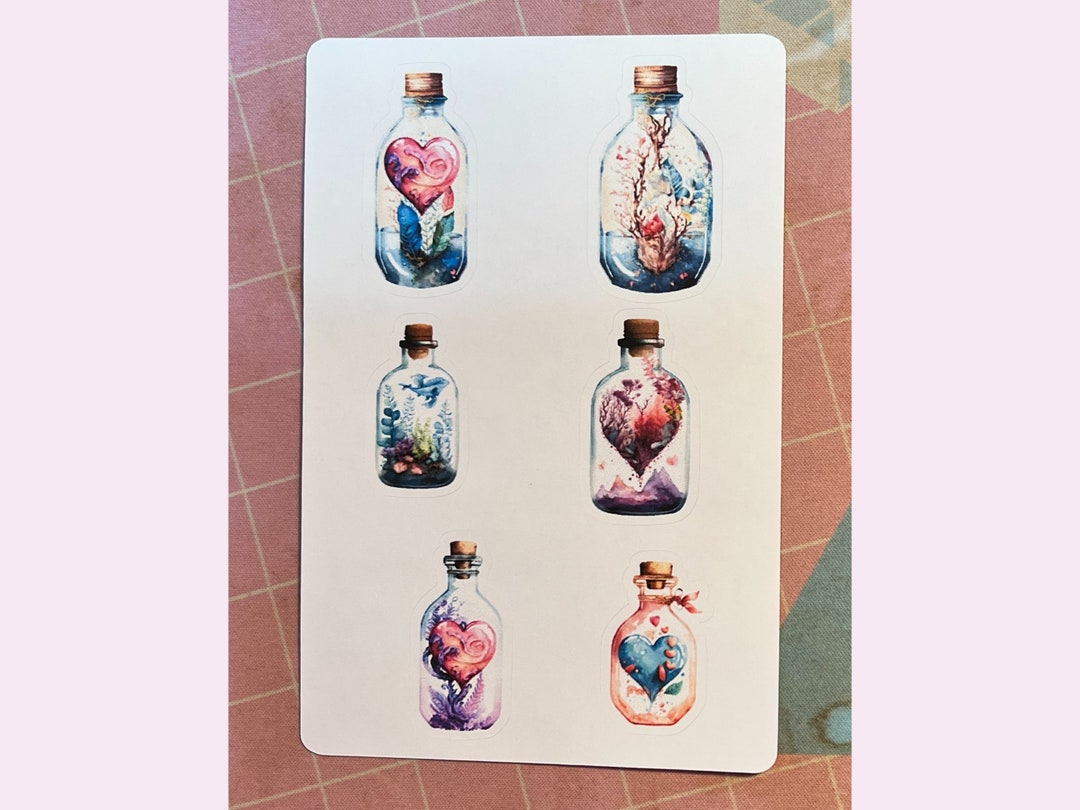 Whimsical Heart Potions Sticker Sheet Set, 1 Sheet, Love Potions ...