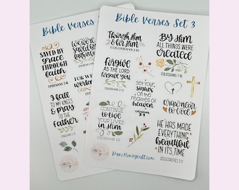 Bible Verses Sheets, Version 2, Motivational Christian Sticker Sheet ...