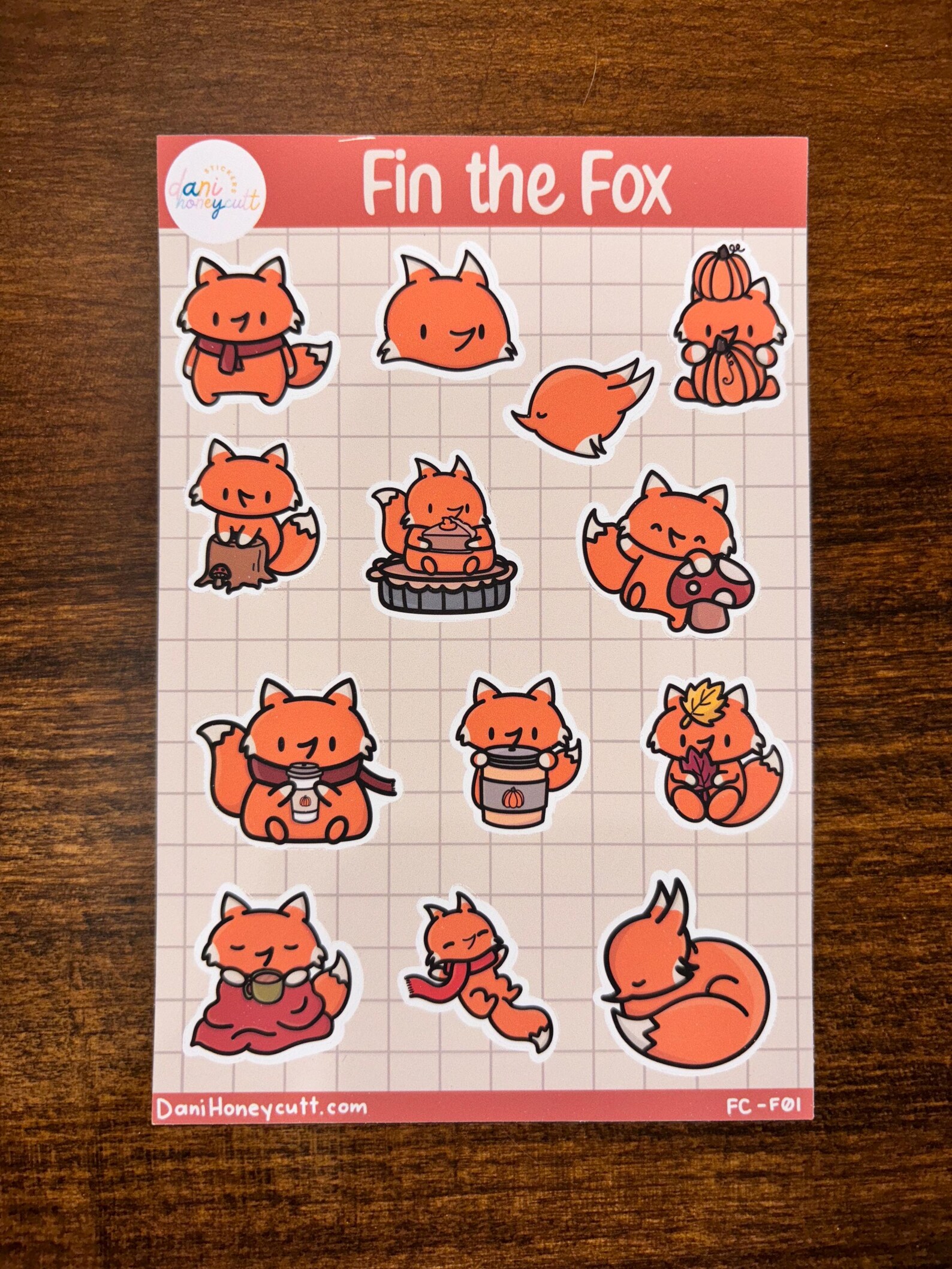 Fin the Fox Sticker Sheet, 4x6 Sheet, Hand Drawn Characters, Tulip Town ...