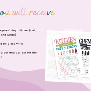 Kitchen Conversion Chart Waterproof Sticker 1 Sticker - Etsy