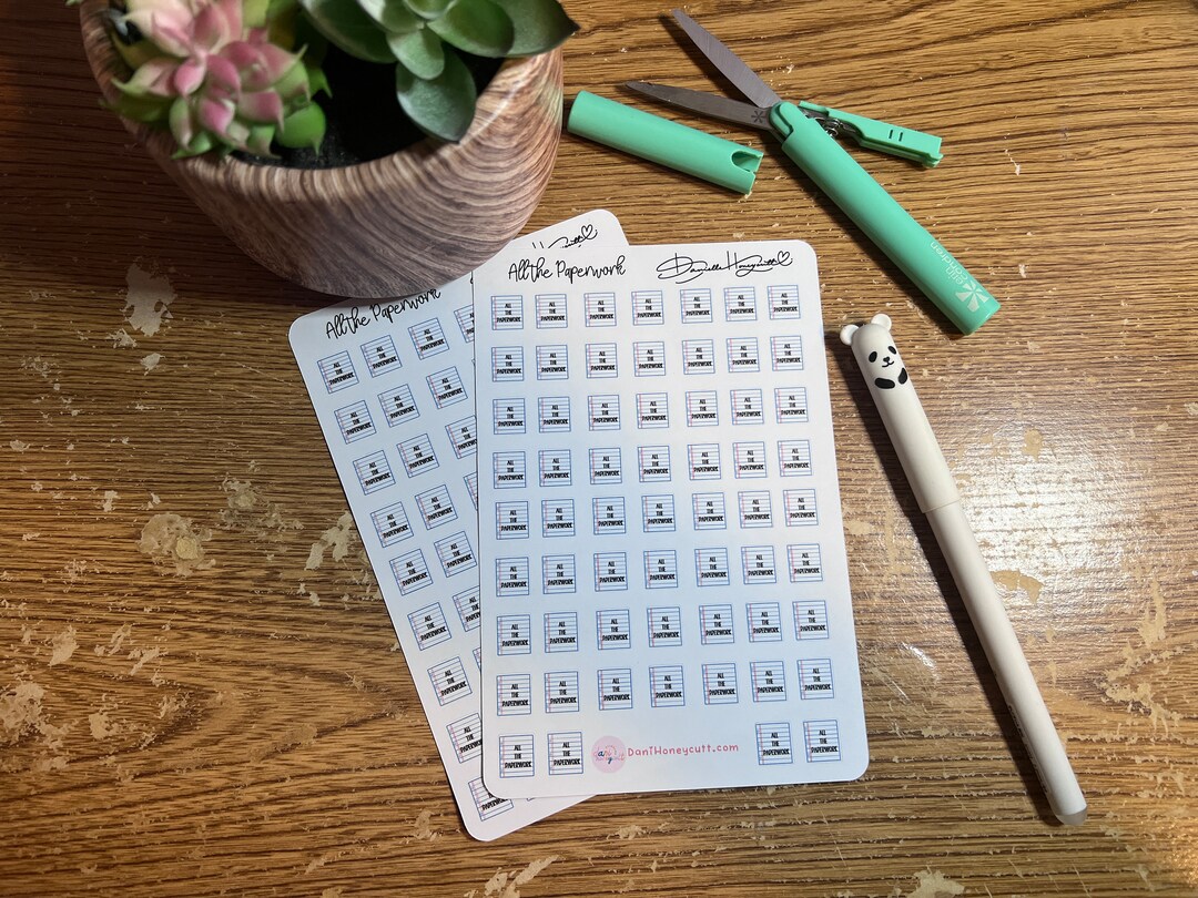 All the Paperwork Sticker Sheet, 1 Sheet 60 Stickers, Hand Drawn by ...