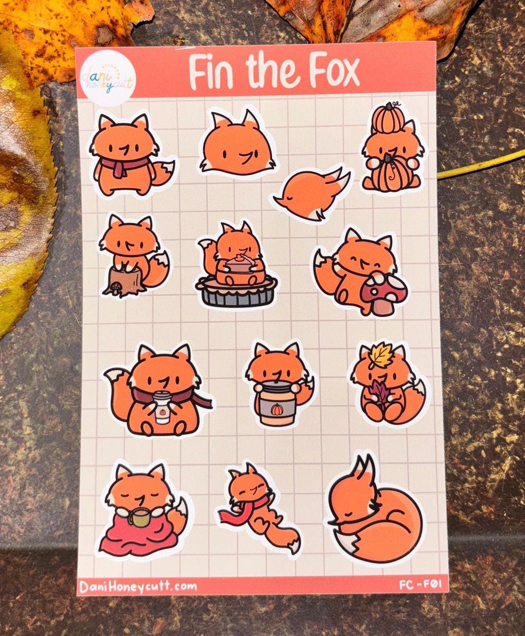 Fin the Fox Sticker Sheet, 4x6 Sheet, Hand Drawn Characters, Tulip Town ...
