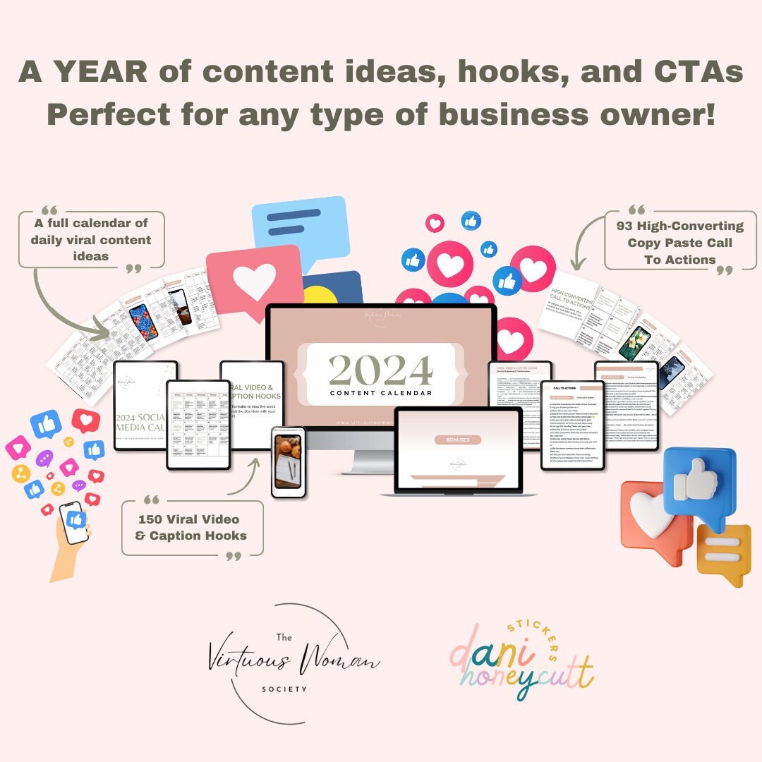 Done-for-you 2024 Social Media Calendar Content Marketing Viral Posts ...