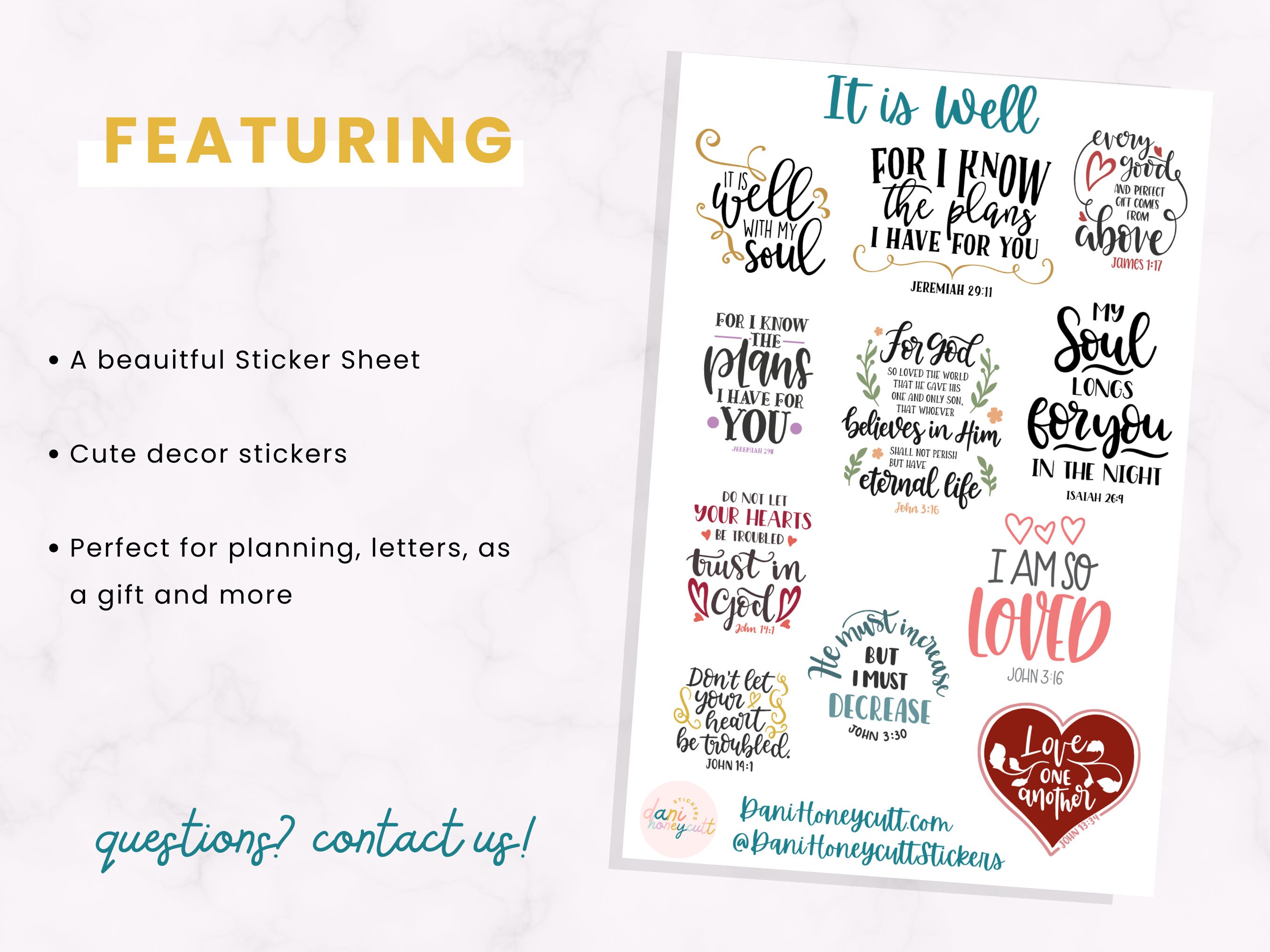 It is Well Sticker Sheet, Motivational Christian Sticker Sheet, Kiss ...