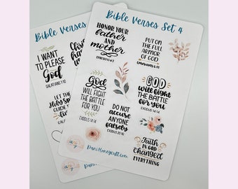 Bible Verses Sheets, Version 2, Motivational Christian Sticker Sheet ...