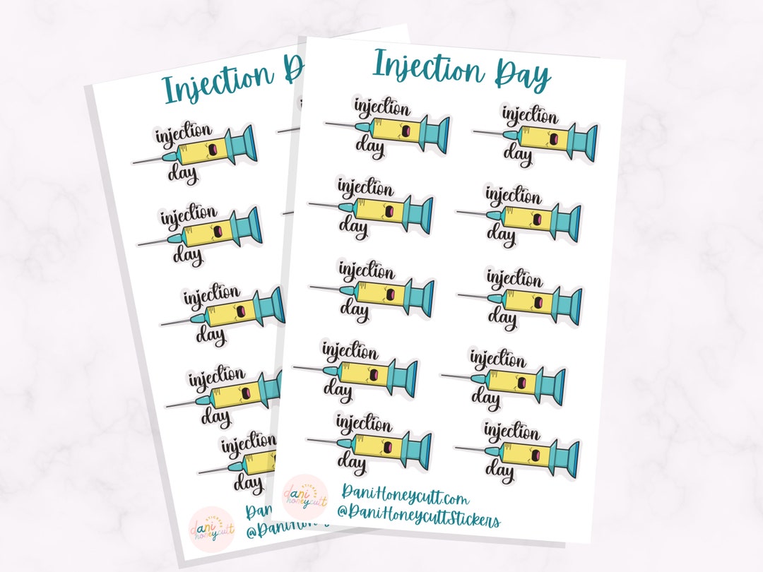 Injection Day Sheet Set, 2 Sheets, Hand-drawn, Aesthetic Sticker Sheet ...
