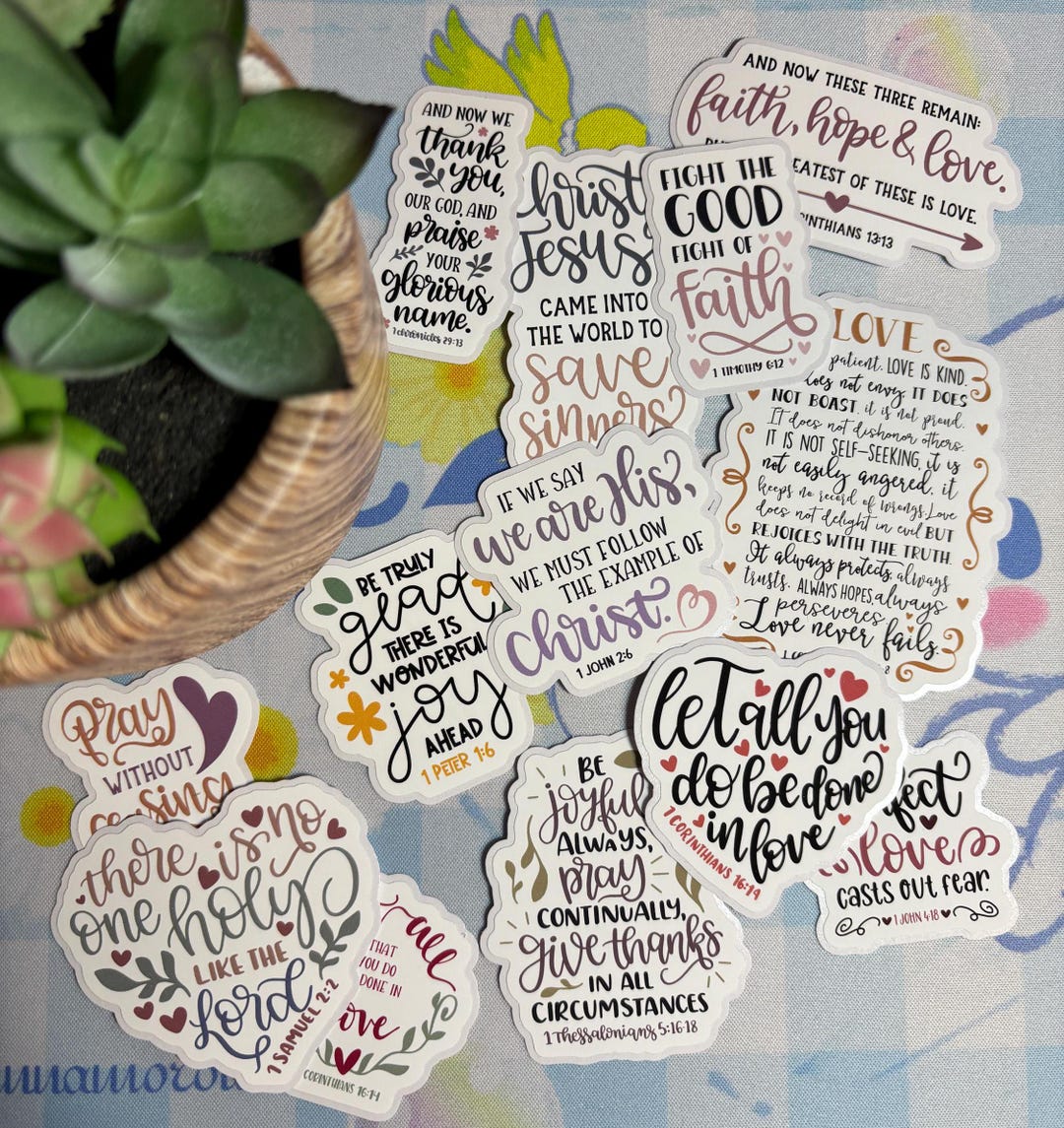 Bible Verses Set Volume A, Motivational Christian Sticker Pack, Set of ...