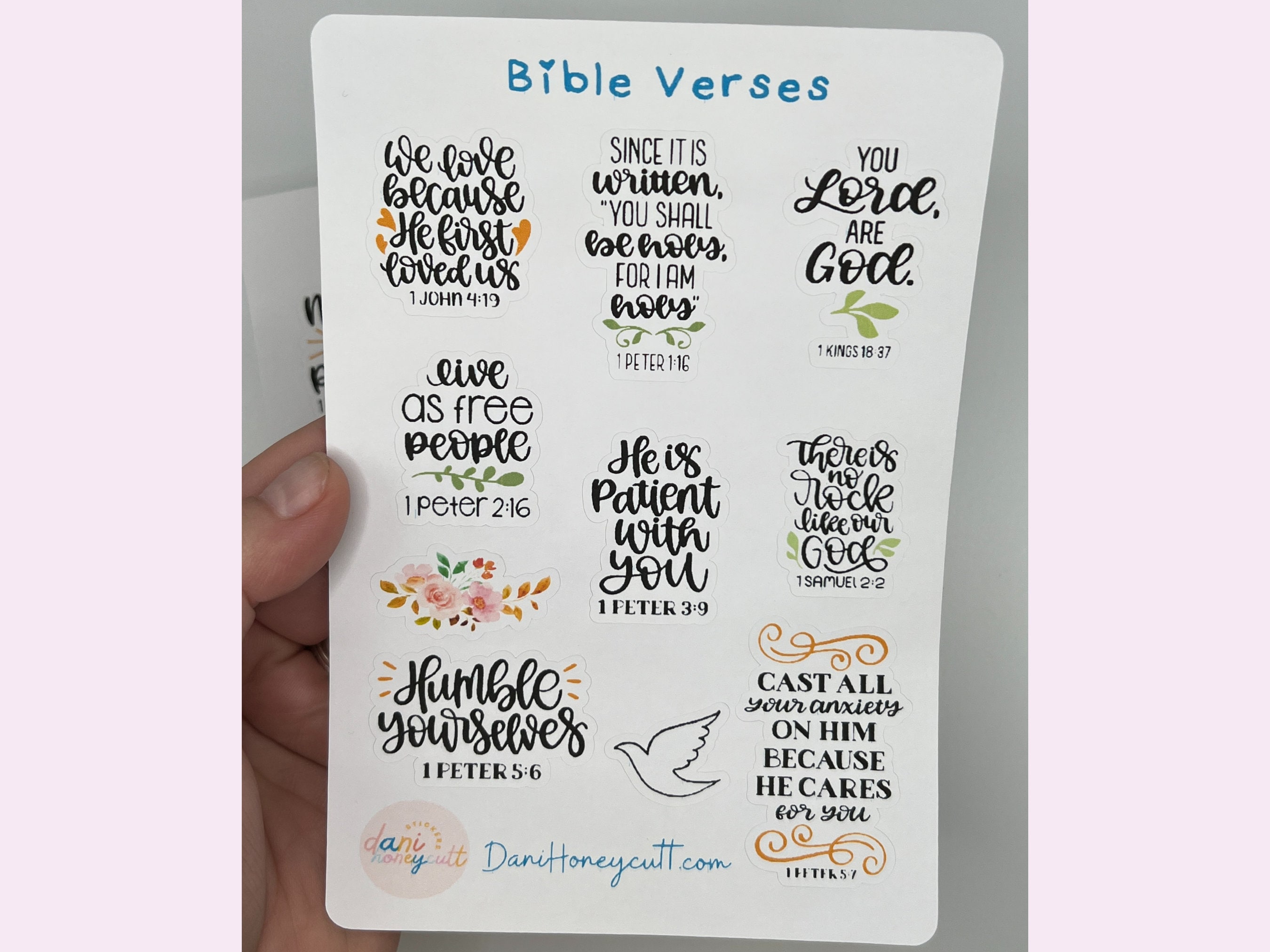 Bible Verses Sheets, Version 1, Motivational Christian Sticker Sheet ...