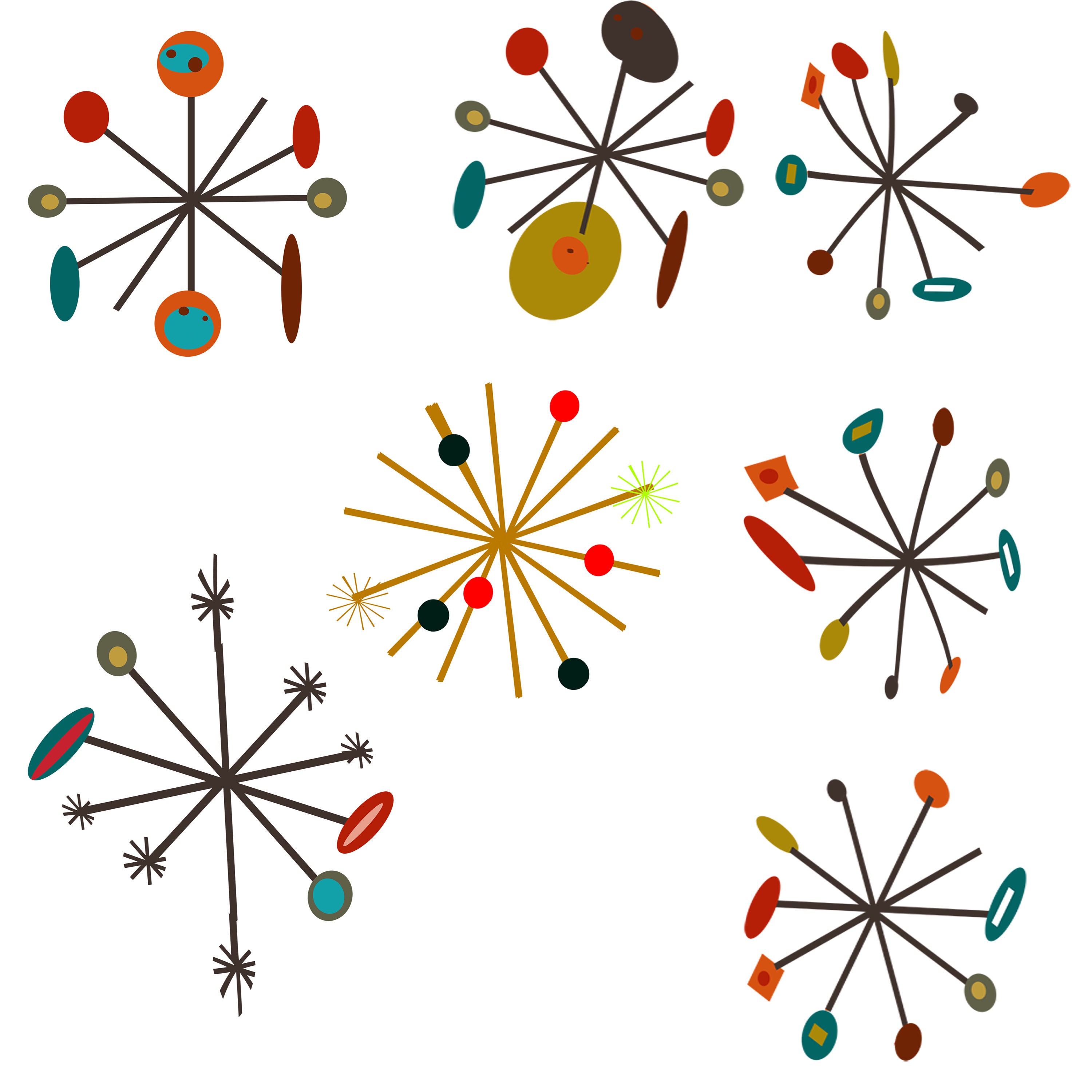 Atomic MCM, Retro, Vintage Svg With Cats, Boomerangs, Stars, and More ...