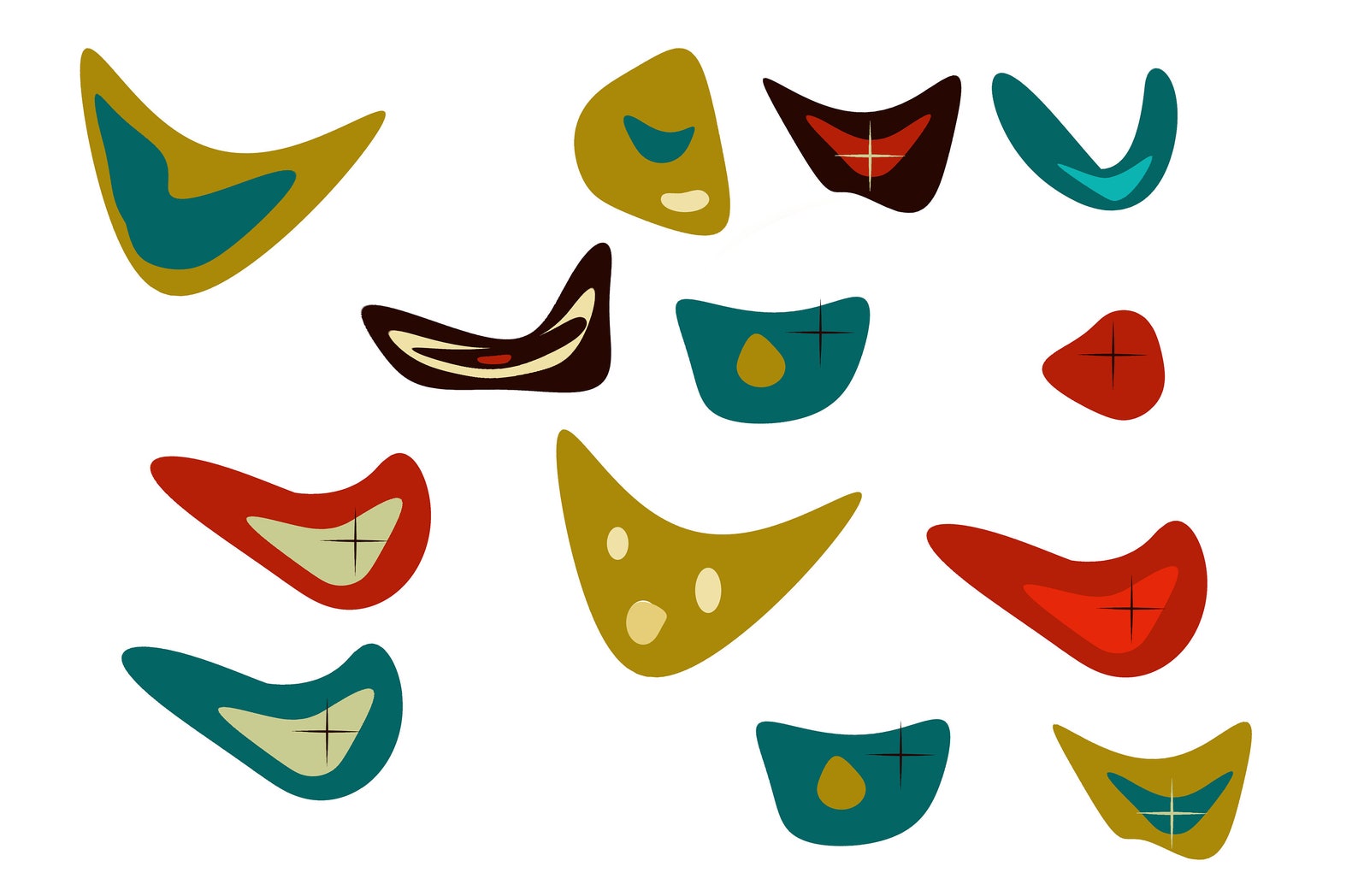 Atomic MCM, Retro, Vintage Svg With Cats, Boomerangs, Stars, and More ...