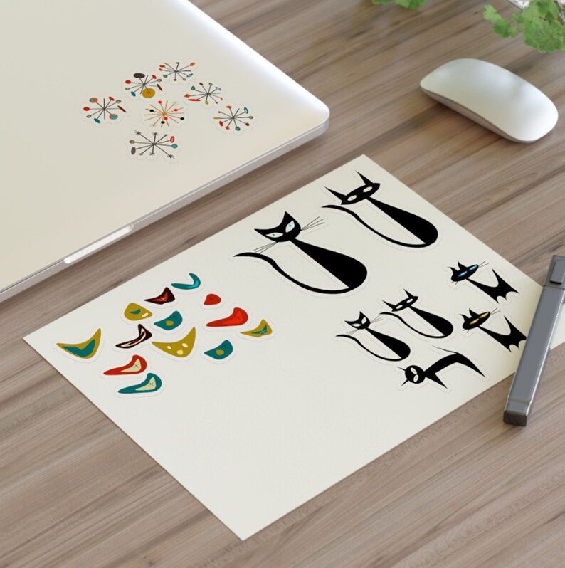 Atomic MCM Retro Vintage Svg With Cats Boomerangs Stars - Etsy