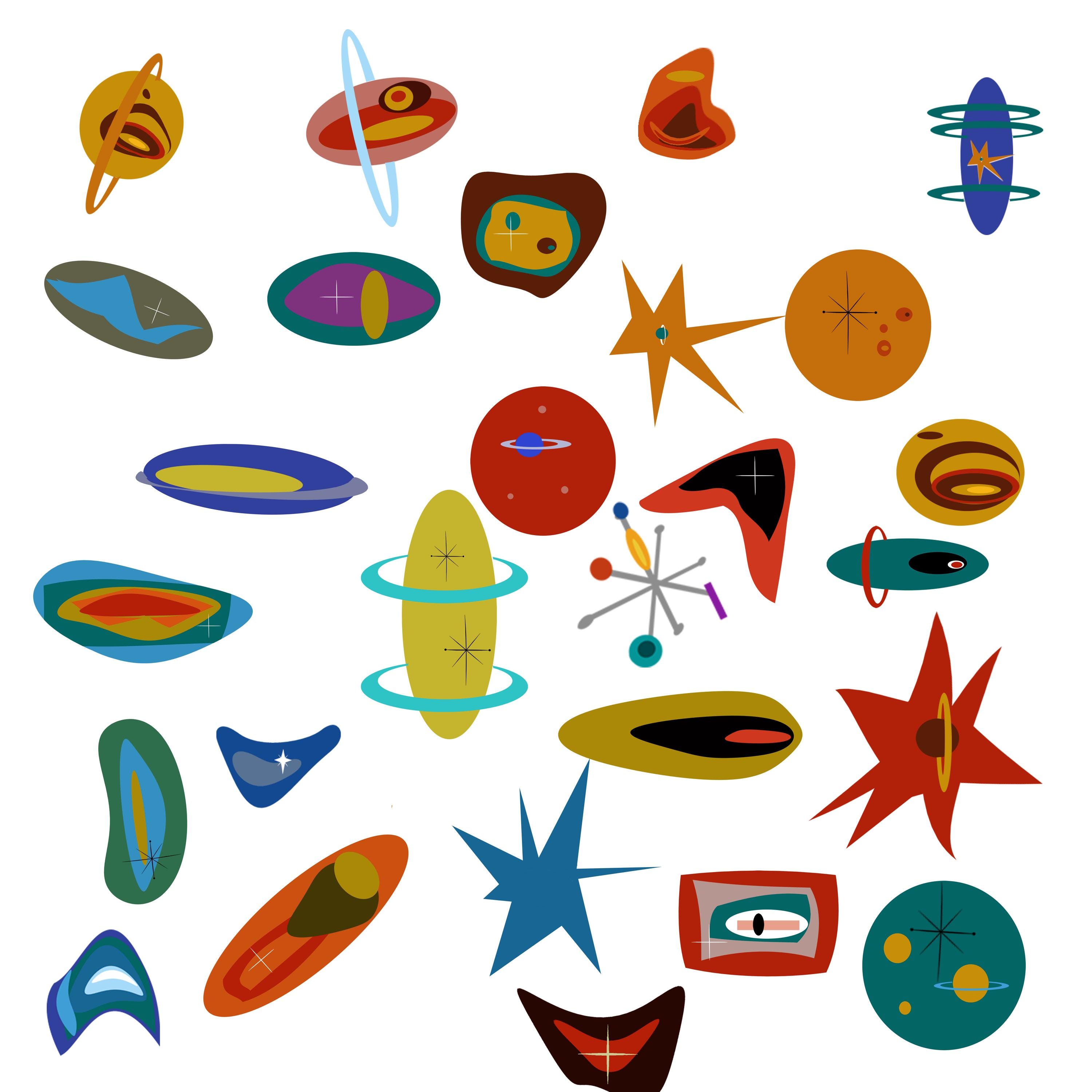 Over 100 Digital Stickers in Atomic MCM Design - Png - Etsy