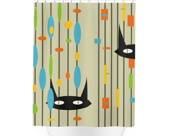 Mid Century Atomic Shower Curtain - Etsy