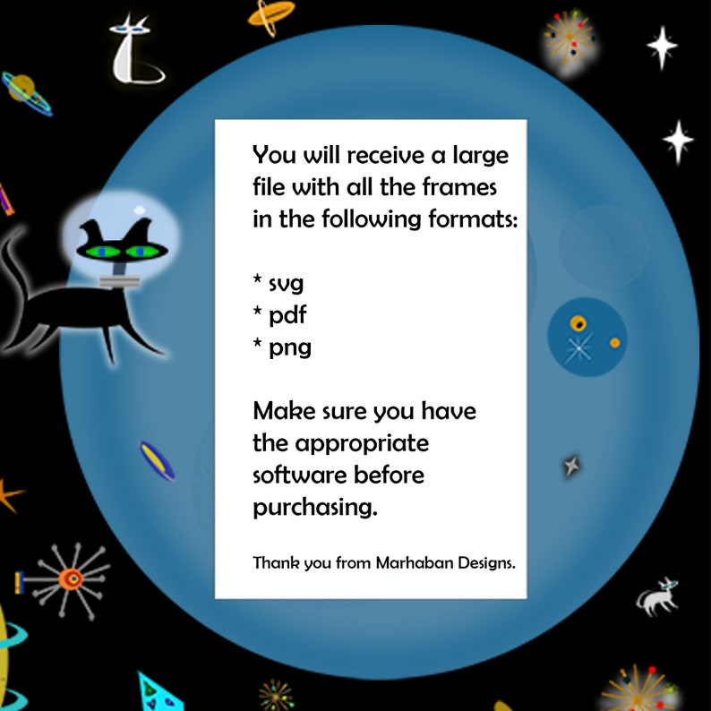 MCM Atomic Digital Frames Retro, Vintage, Cats - Etsy