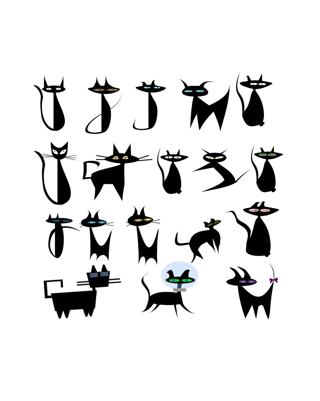 MCM Atomic Cat Stickers Svg and Png - Etsy Canada