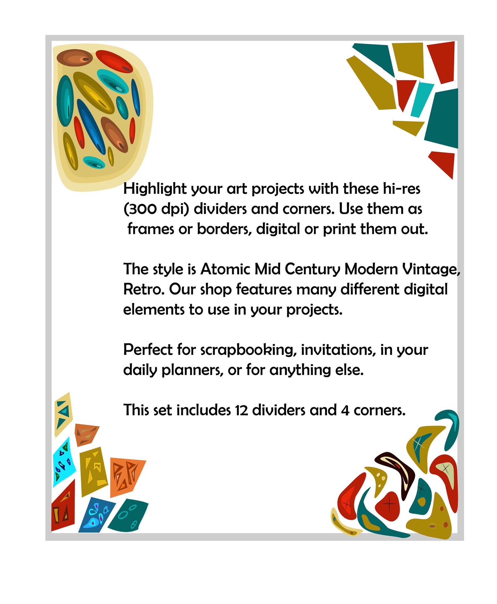 Digital Atomic Elements - Dividers and Frames - Etsy