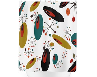 Mid Century Modern Atomic Shower Curtain - Etsy
