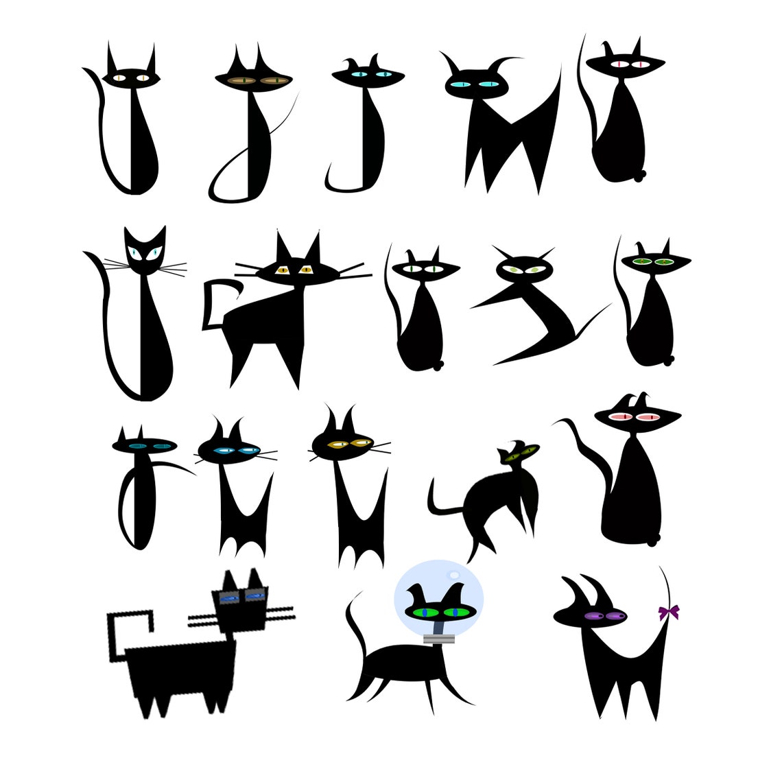 Atomic MCM, Retro, Vintage Svg With Cats, Boomerangs, Stars, and More ...
