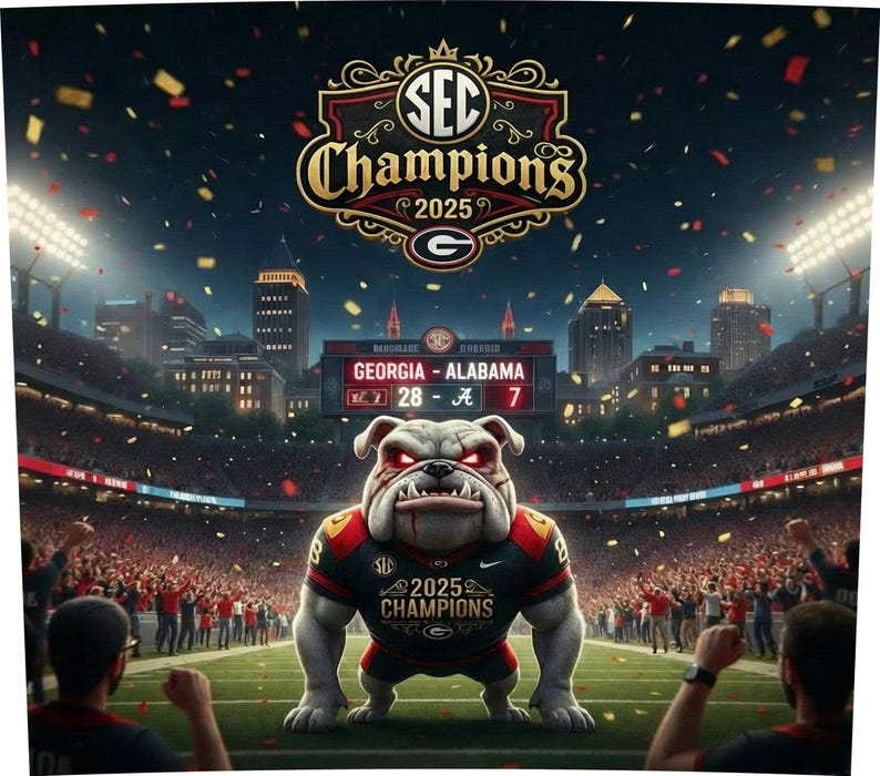 Georgia Bulldogs 2025 SEC Champions| 20oz Straight Tumbler Wrap ...