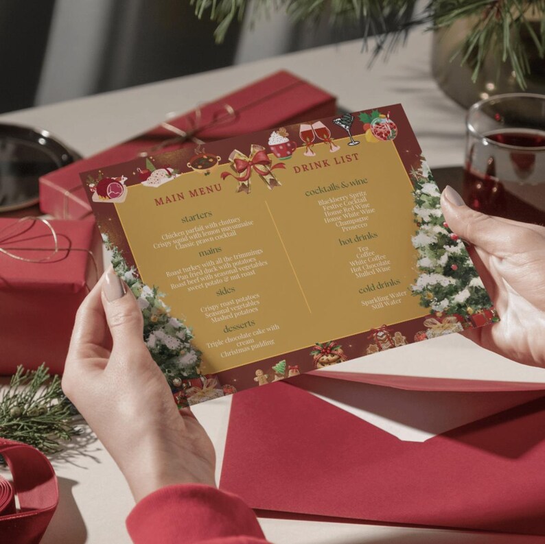 Christmas Dinner Printable Templates Bundle - Personalizable Menu ...