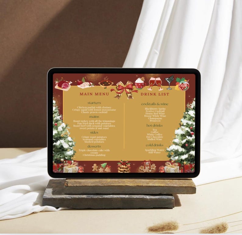 Christmas Dinner Printable Templates Bundle - Personalizable Menu ...