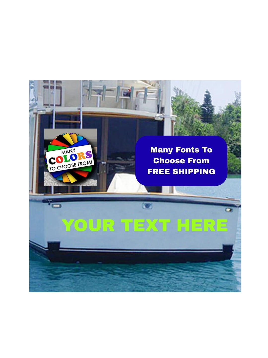 Create Custom Boat Name Vinyl Decal, Many Colors and Fonts to Choose ...