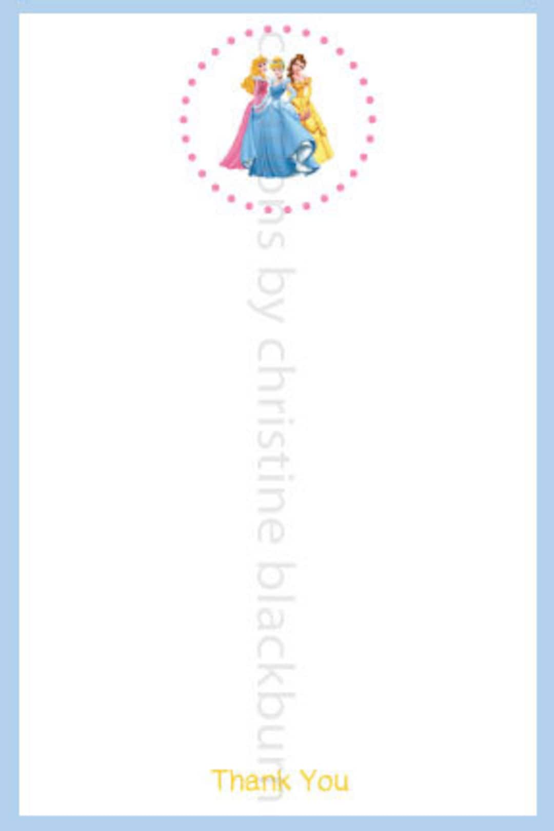 Disney Princess Thank You Cards INSTANT DOWNLOAD - Etsy