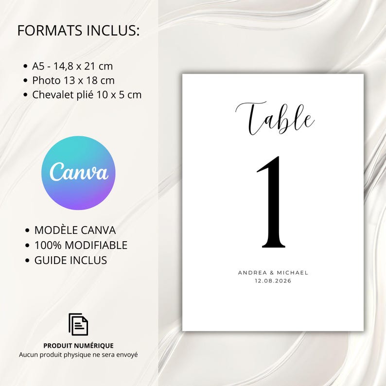 Minimalist Wedding Table Numbers, Editable Canva, Personalized Table ...