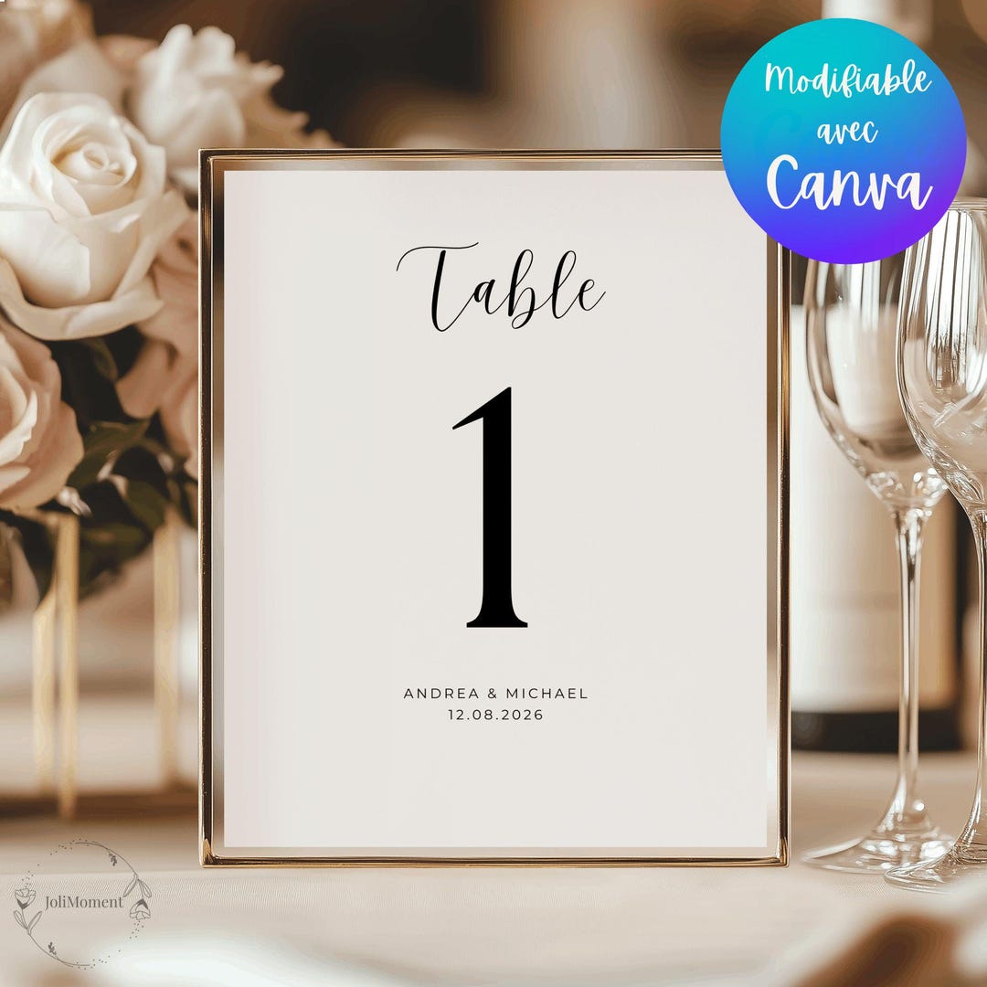 Minimalist Wedding Table Numbers, Editable Canva, Personalized Table ...