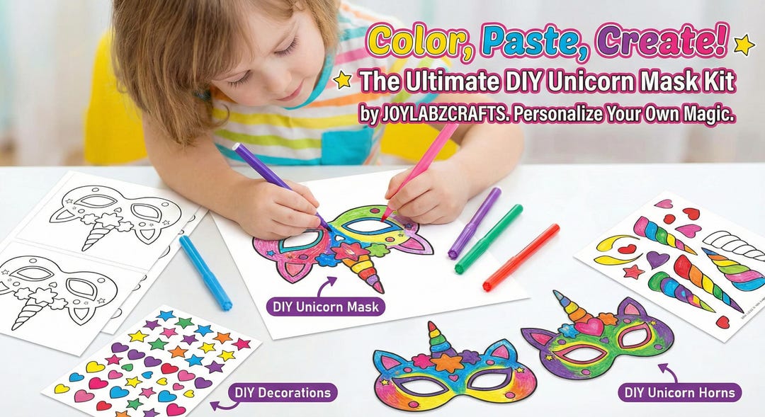 DIY Unicorn Mask Printable, Color Your Own Activity, Cut and Paste ...
