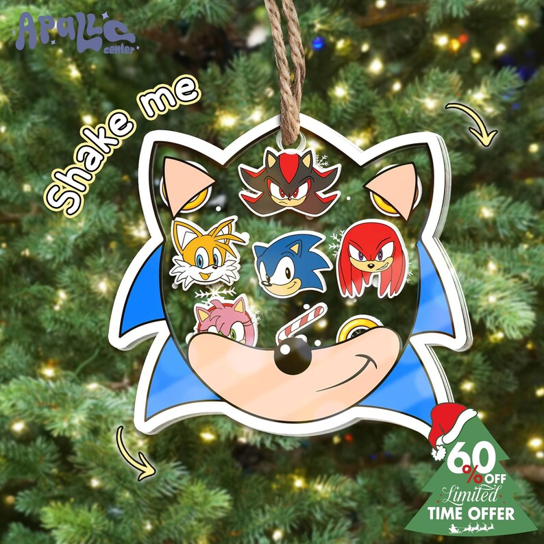 Sonic Shaker Ornament, Sonic Christmas Gift Ornament, Sonic Christmas ...