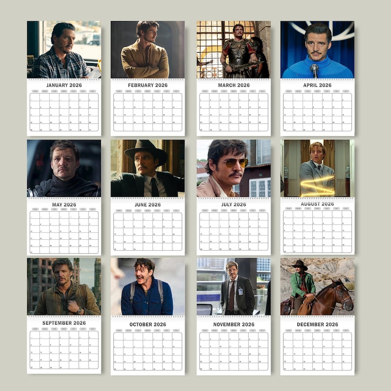 Pedro Pascal 2026 Wall Calendar - Actor Fan Gift, TV Show Calendar, Pop ...