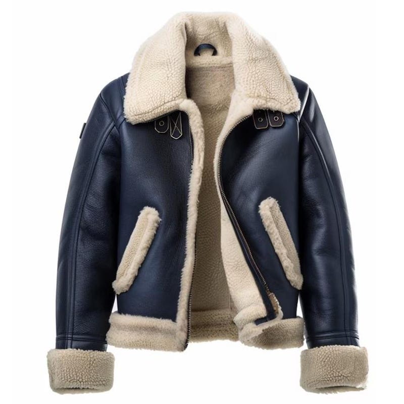 Mens Blue Shearling Coat - Etsy
