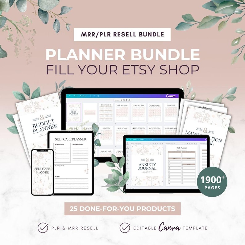Planner Resell Bundle, MRR Digital Products, Journal Bundle, PLR Ebook ...