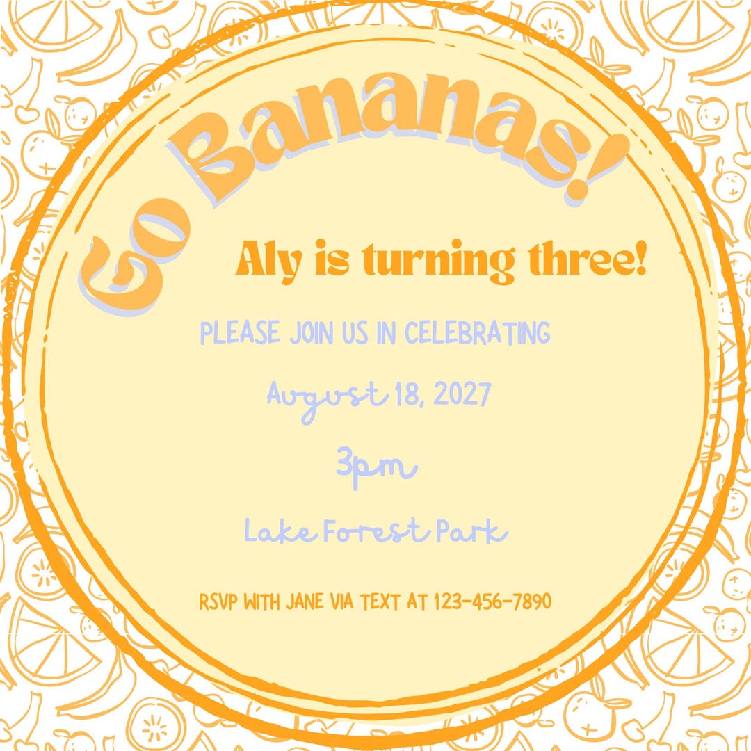 Editable Go Bananas Birthday Invitation: DIY Template - Etsy