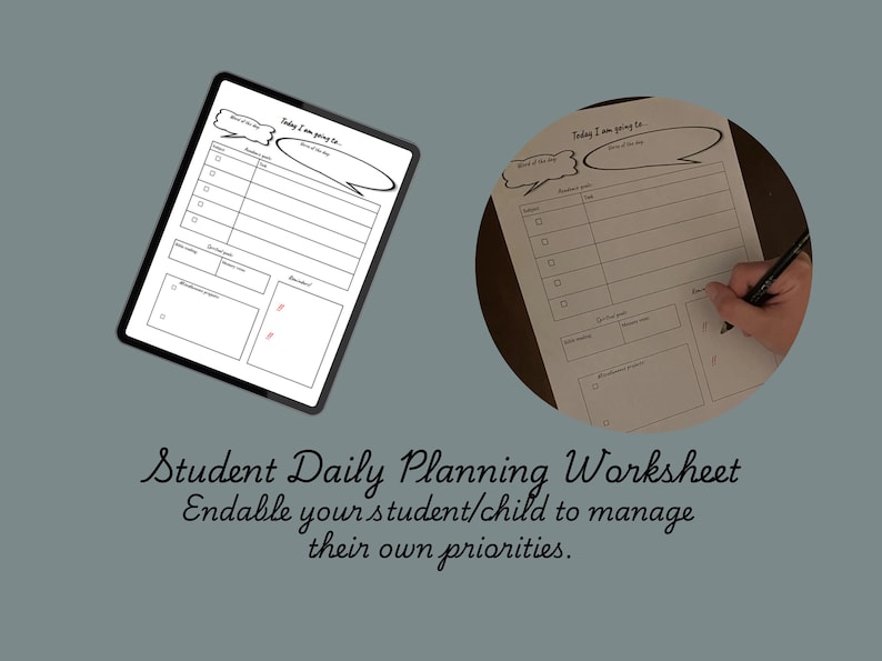 Student Daily Planning Sheet - Etsy