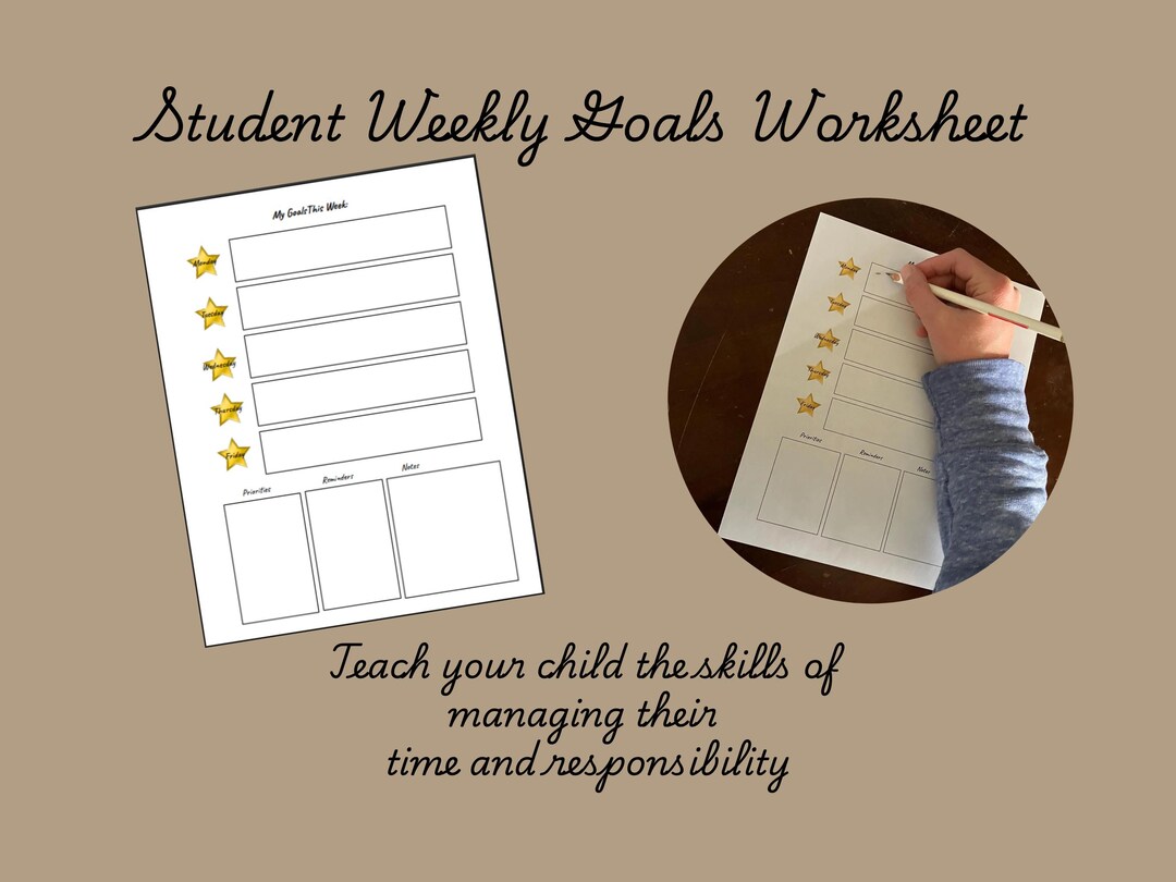Student Weekly Goals Worksheet - Etsy