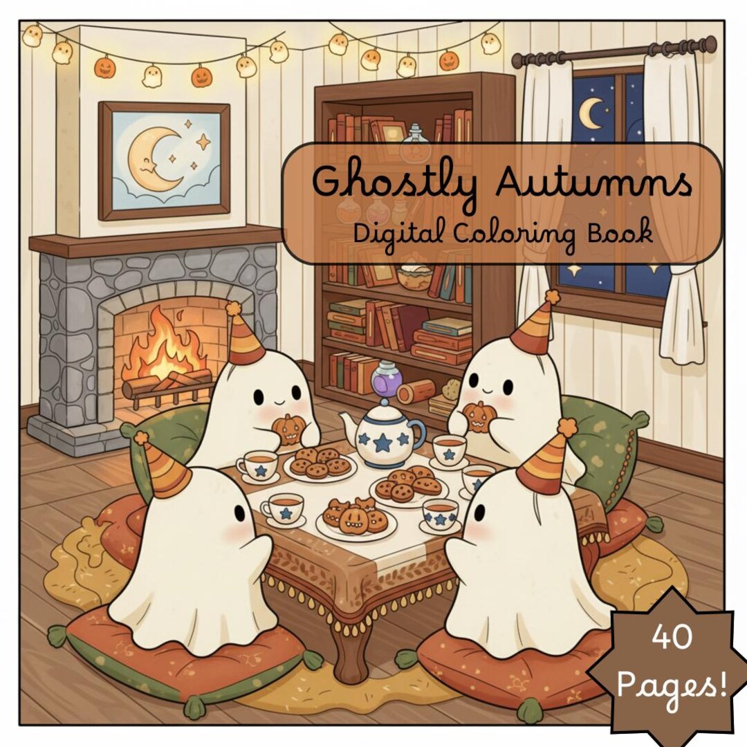 Ghostly Autumns - Digital Coloring Book - Etsy