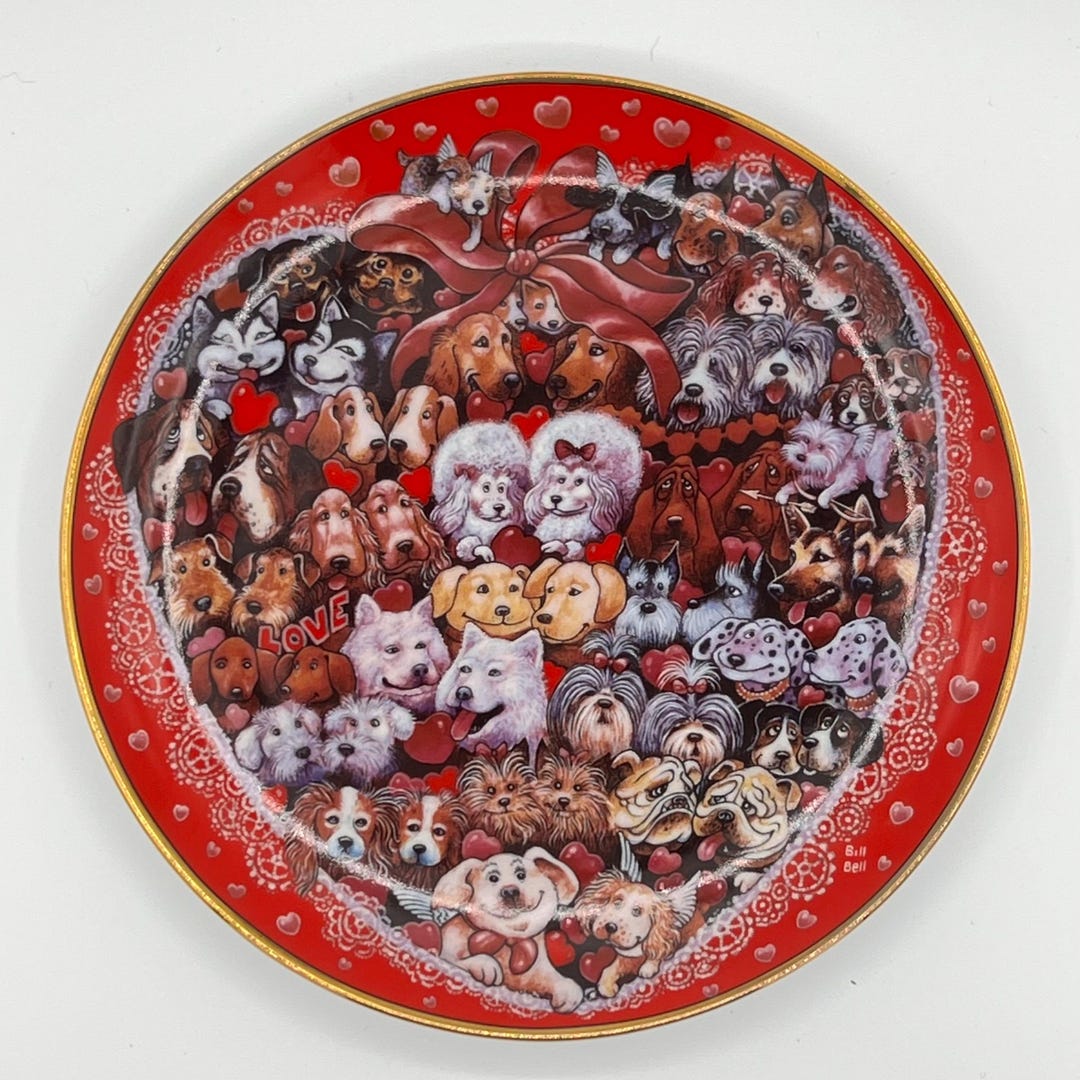 Valentine Dog Plate “puppies’ Love” by Bill Bell Porcelain Franklin ...