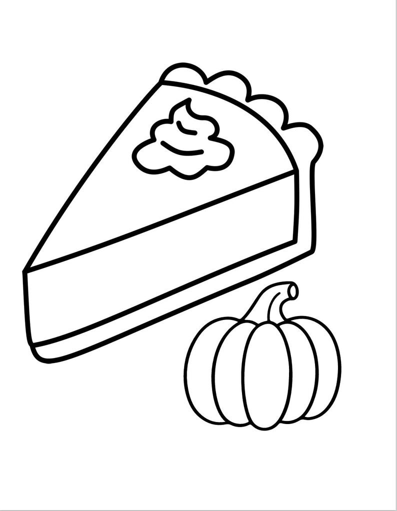 Pumpkin Pie Coloring Page - Etsy