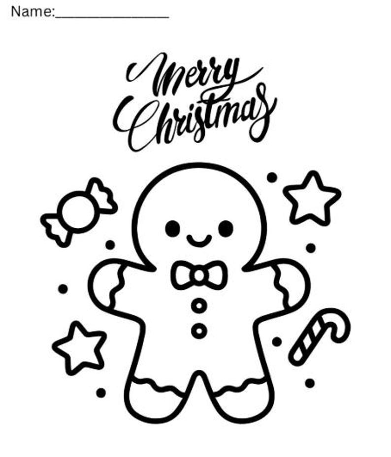 Gingerbread Christmas Coloring Page - Etsy