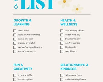 2026 Printable Bucket List - Etsy