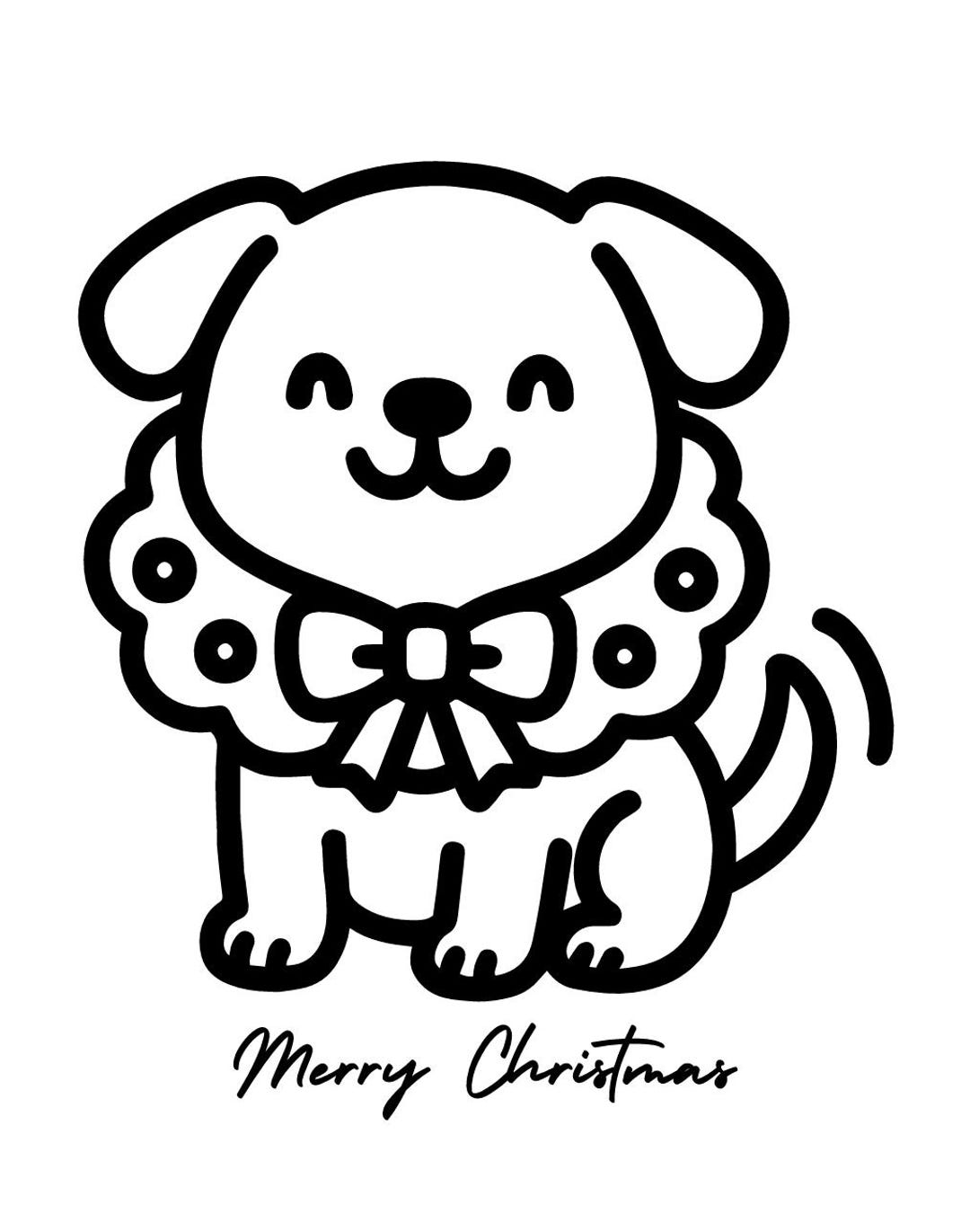 Christmas Dog Coloring Page - Etsy